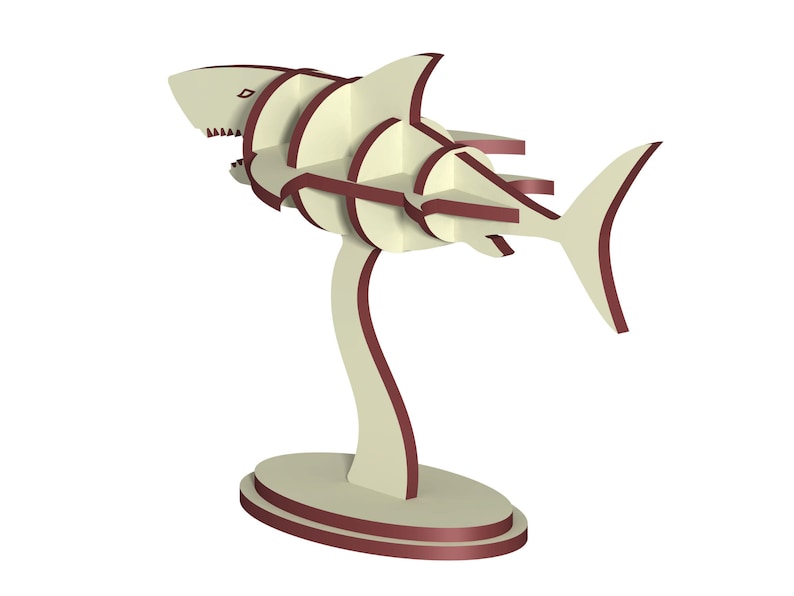 Laser Cut Shark Model Plywood Model Dxf and Dwg Laser Template Shark ...