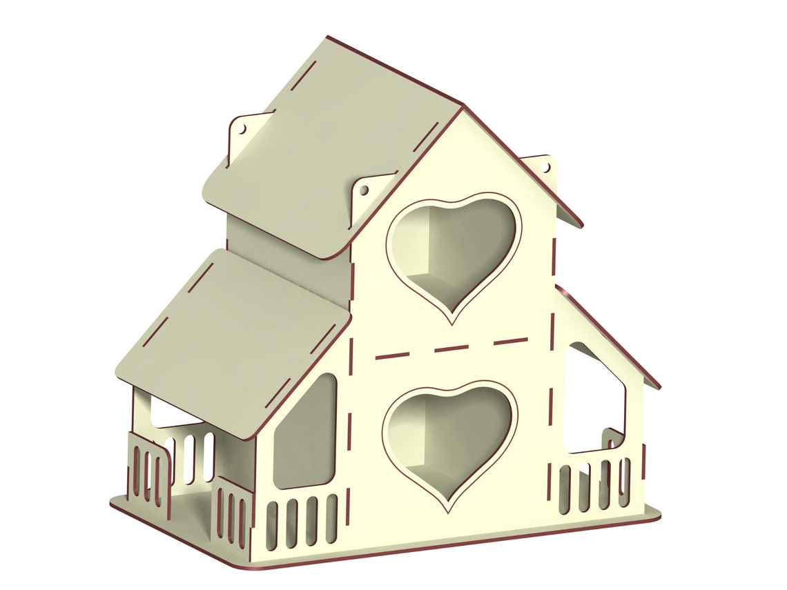 Laser Cut Bird Box Plywood Model Dxf and Dwg Laser Template - Etsy