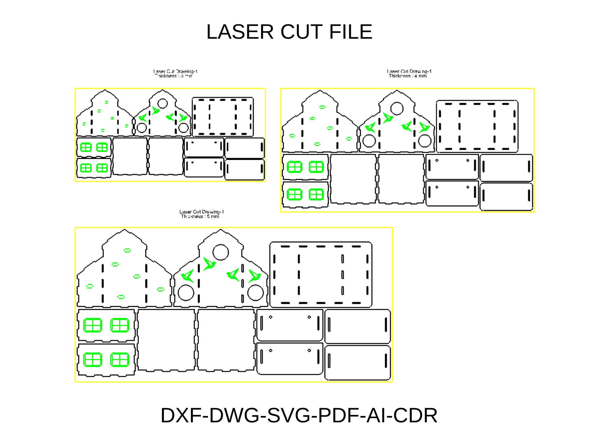 Laser Cut Bird Box Plywood Model Dxf and Dwg Laser Template Nesting ...
