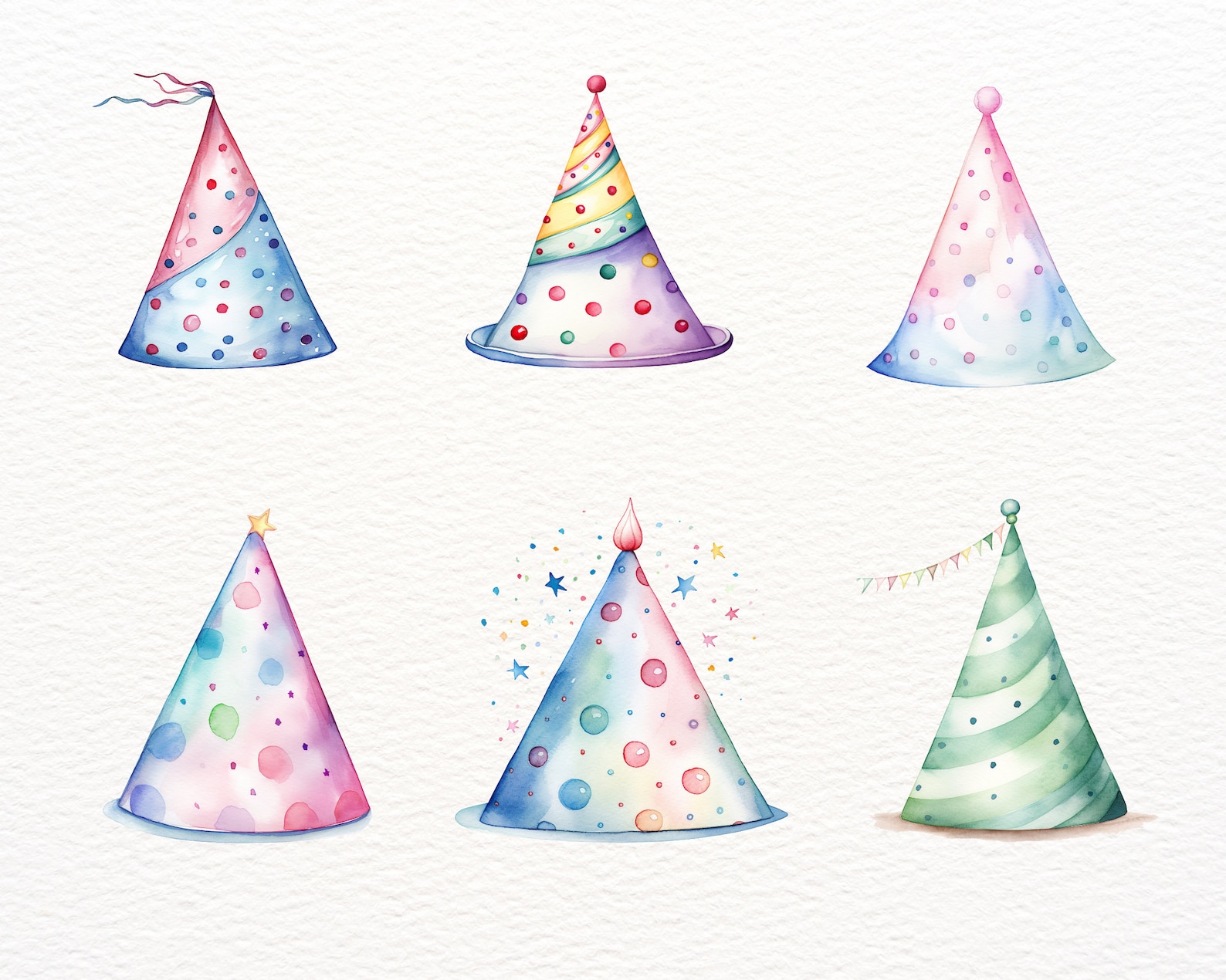 23 PNG Watercolor Party Hats Clipart Birthday Party Hats PNG Colorful ...