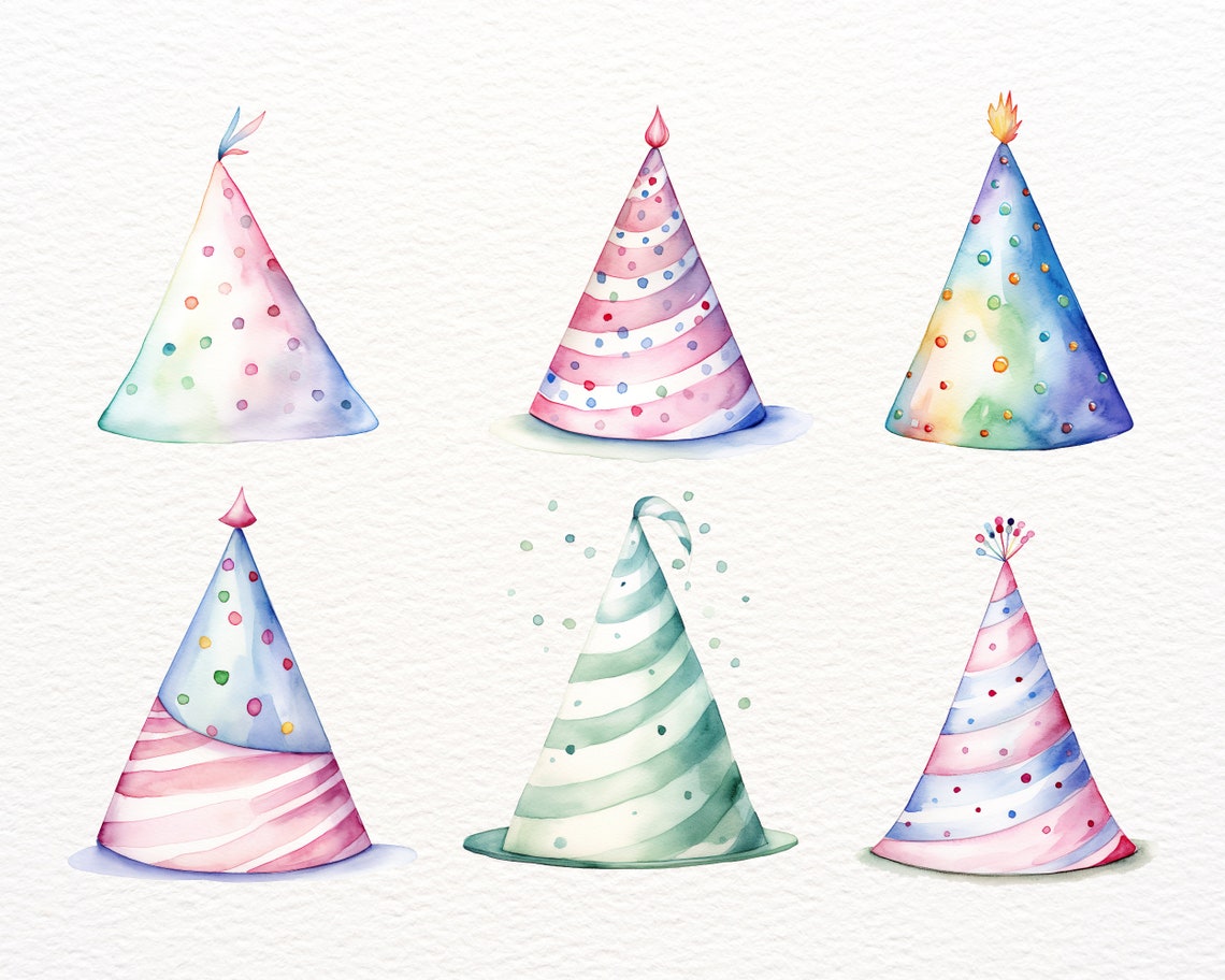23 PNG Watercolor Party Hats Clipart Birthday Party Hats PNG Colorful ...