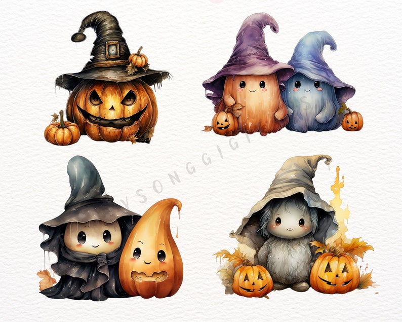 12 PNG Watercolor Halloween Clipart PNG Halloween Theme - Etsy