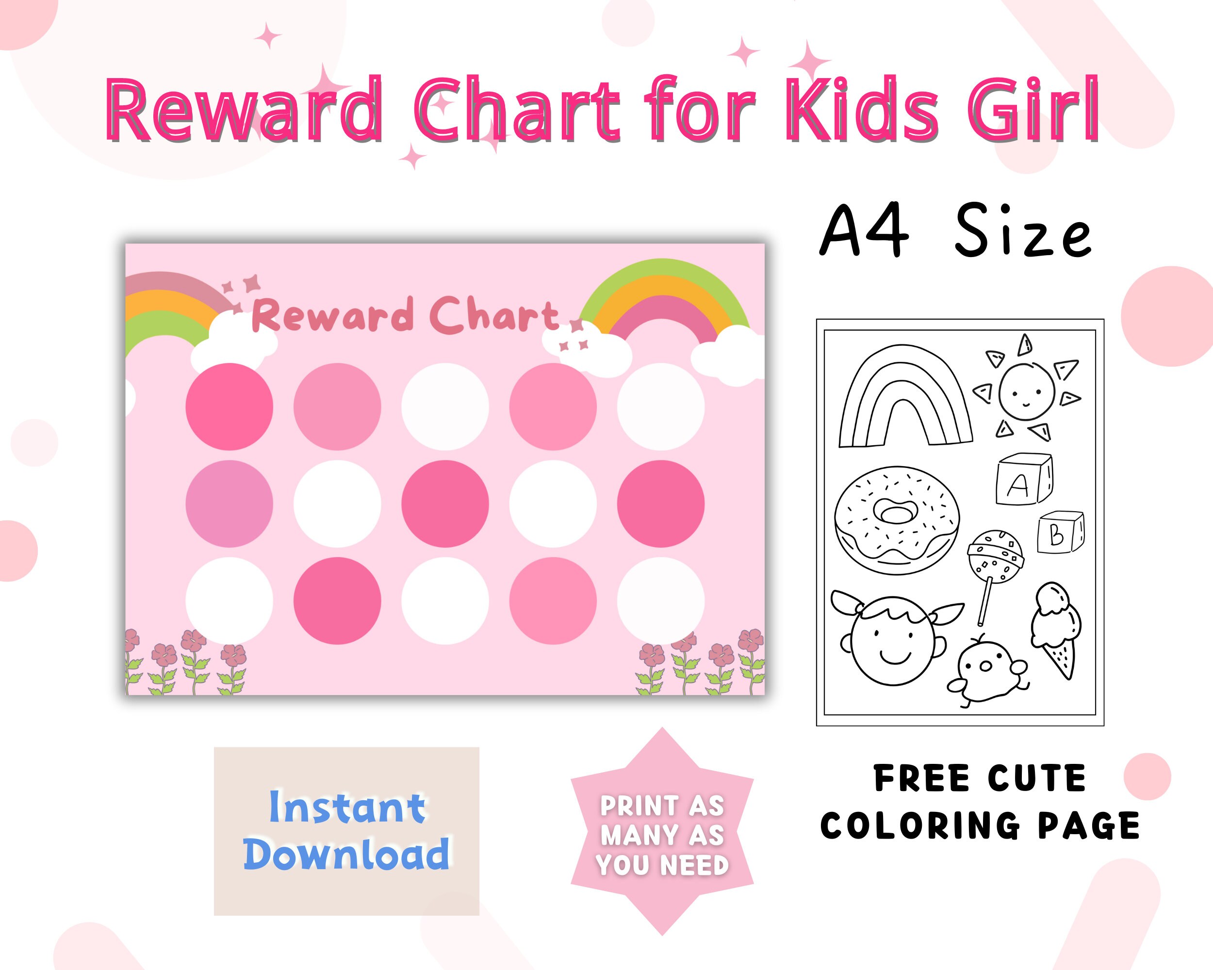Printable Pink Reward Chart for Kids Printable Daily Chore Chart Kids ...