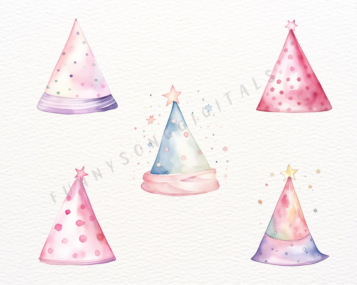20 PNG Watercolor Party Hats Clipart Birthday Party Hats PNG Colorful ...