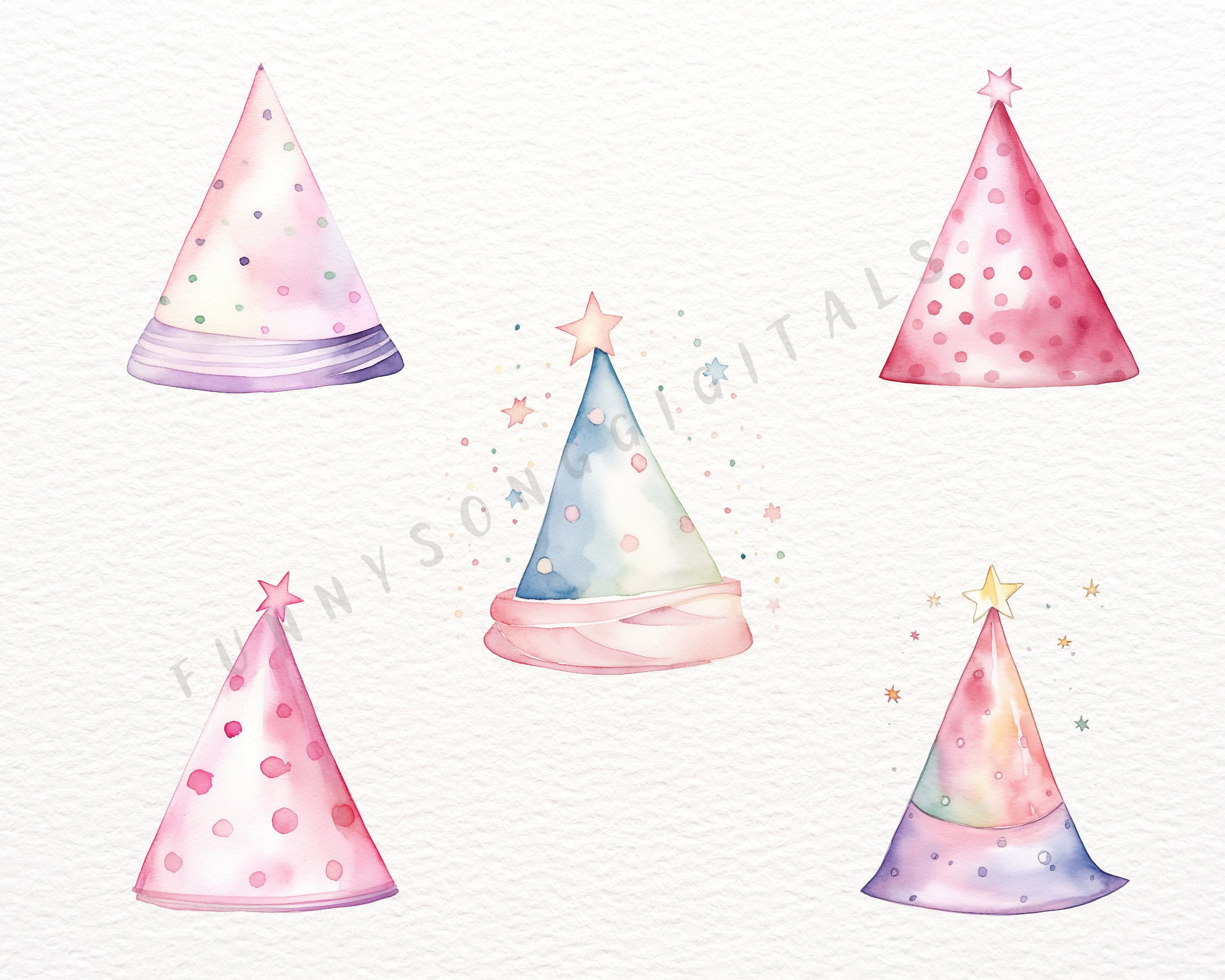 20 PNG Watercolor Party Hats Clipart Birthday Party Hats PNG Colorful ...