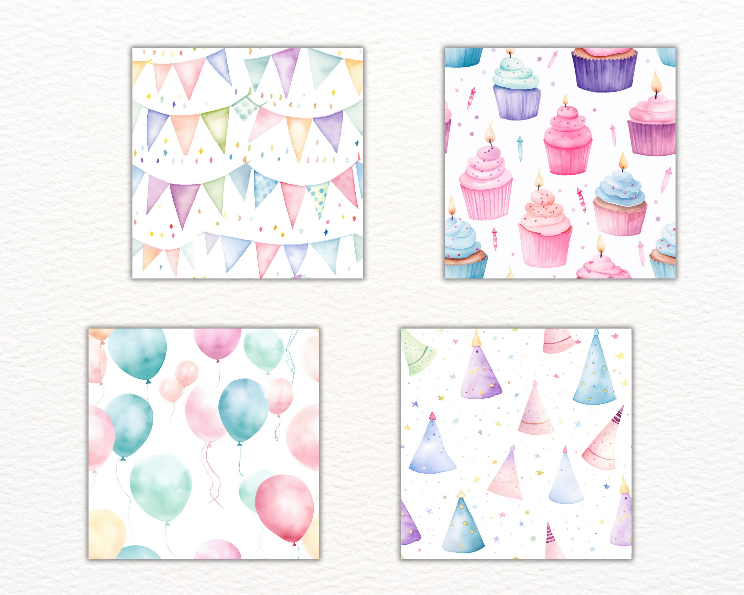 20 Birthday Digital Papers Watercolor Birthday Seamless Patterns ...