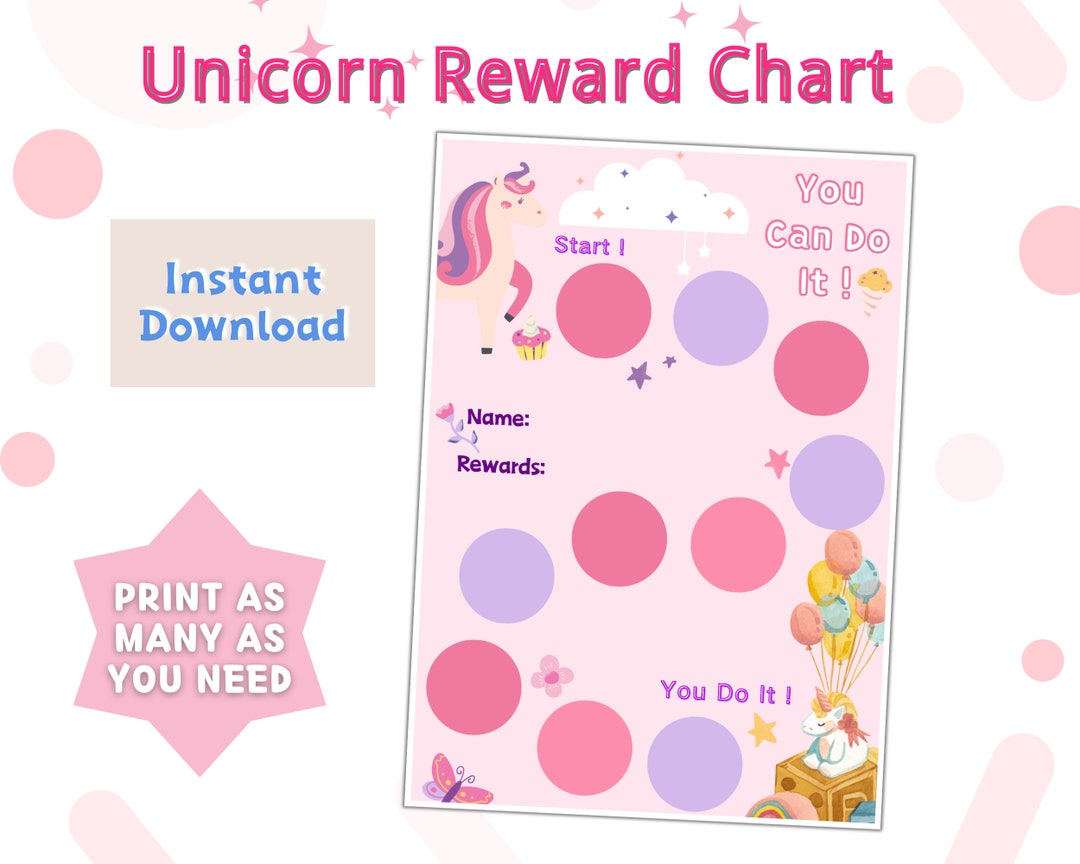 Printable Unicorn Reward Chart Reward Chart Kids Girls Daily - Etsy