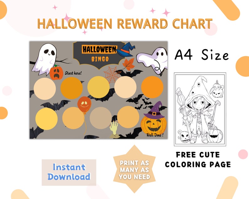 Printable Halloween Reward Chart for Kids Printable Daily Chore Chart ...