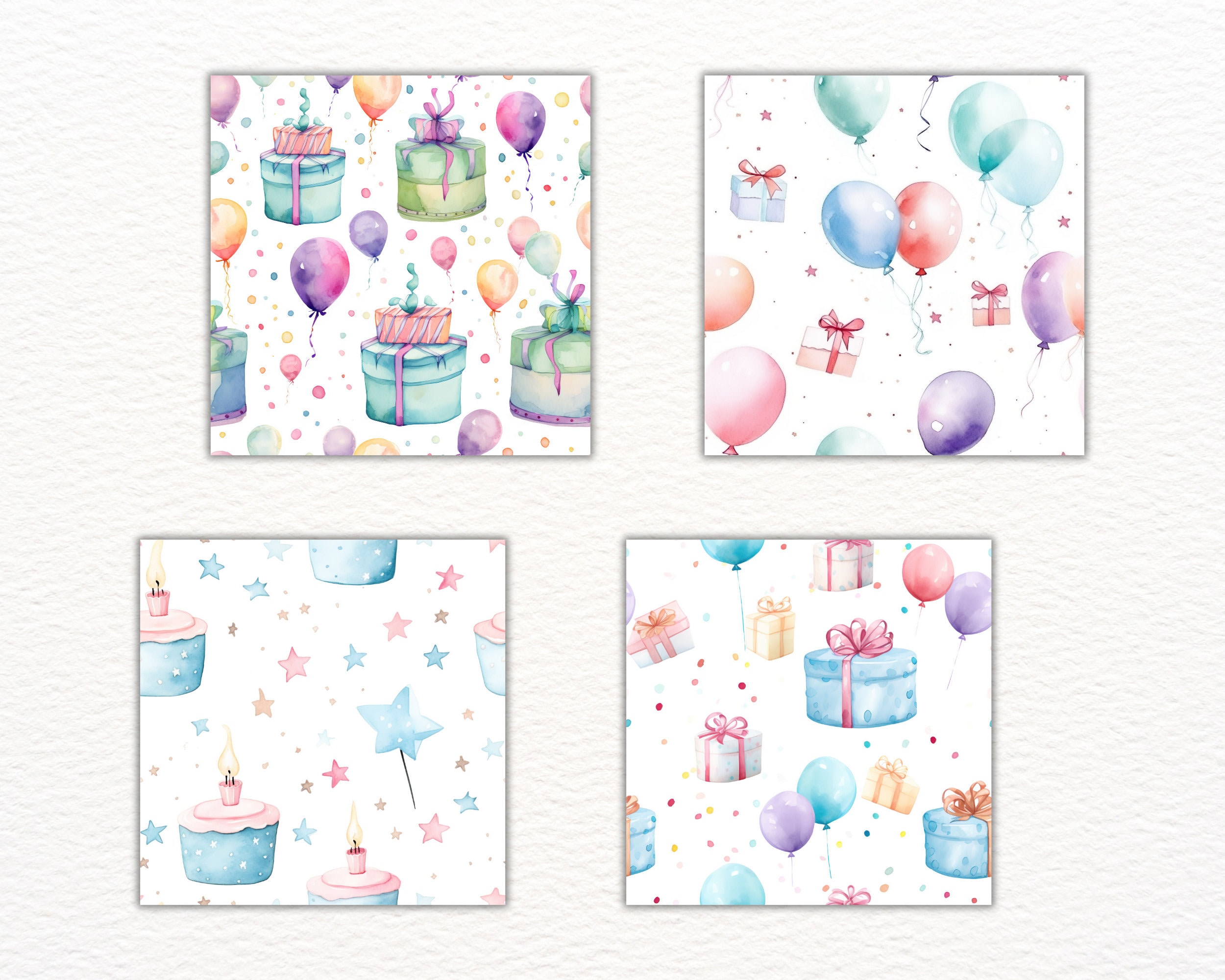 20 Birthday Digital Papers Watercolor Birthday Seamless Patterns ...