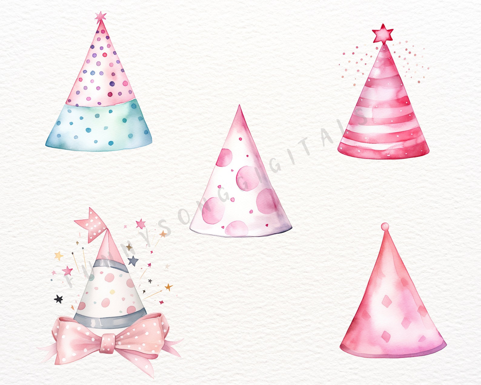 20 PNG Watercolor Party Hats Clipart Birthday Party Hats PNG Colorful ...