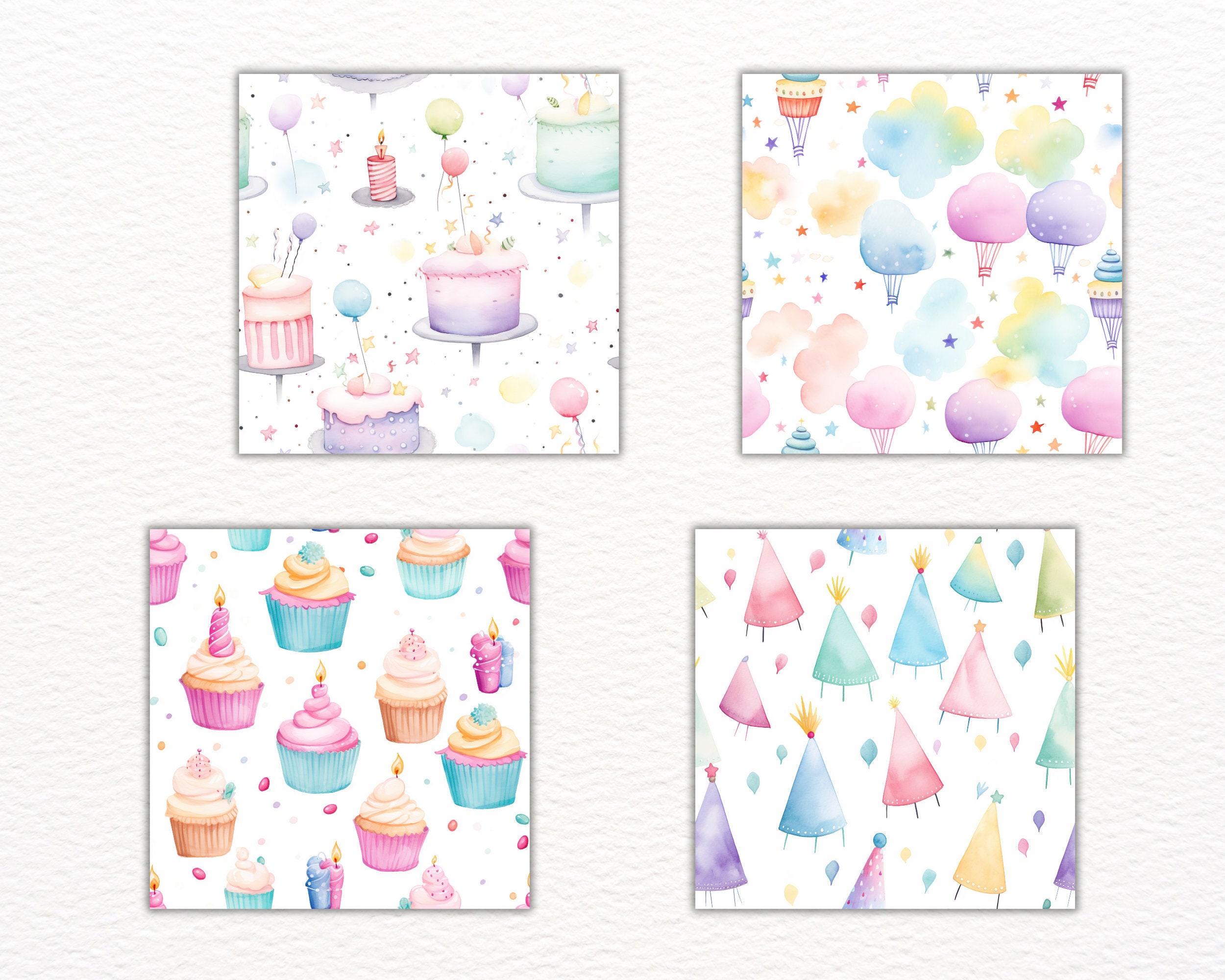 20 Birthday Digital Papers Watercolor Birthday Seamless Patterns ...