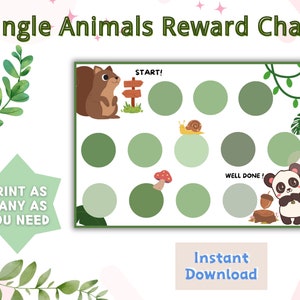 Printable Jungle Animals Reward Chart for Kids Printable Daily - Etsy
