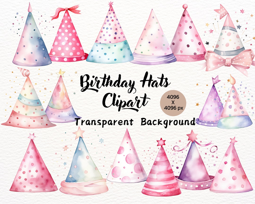 20 PNG Watercolor Party Hats Clipart Birthday Party Hats PNG Colorful ...