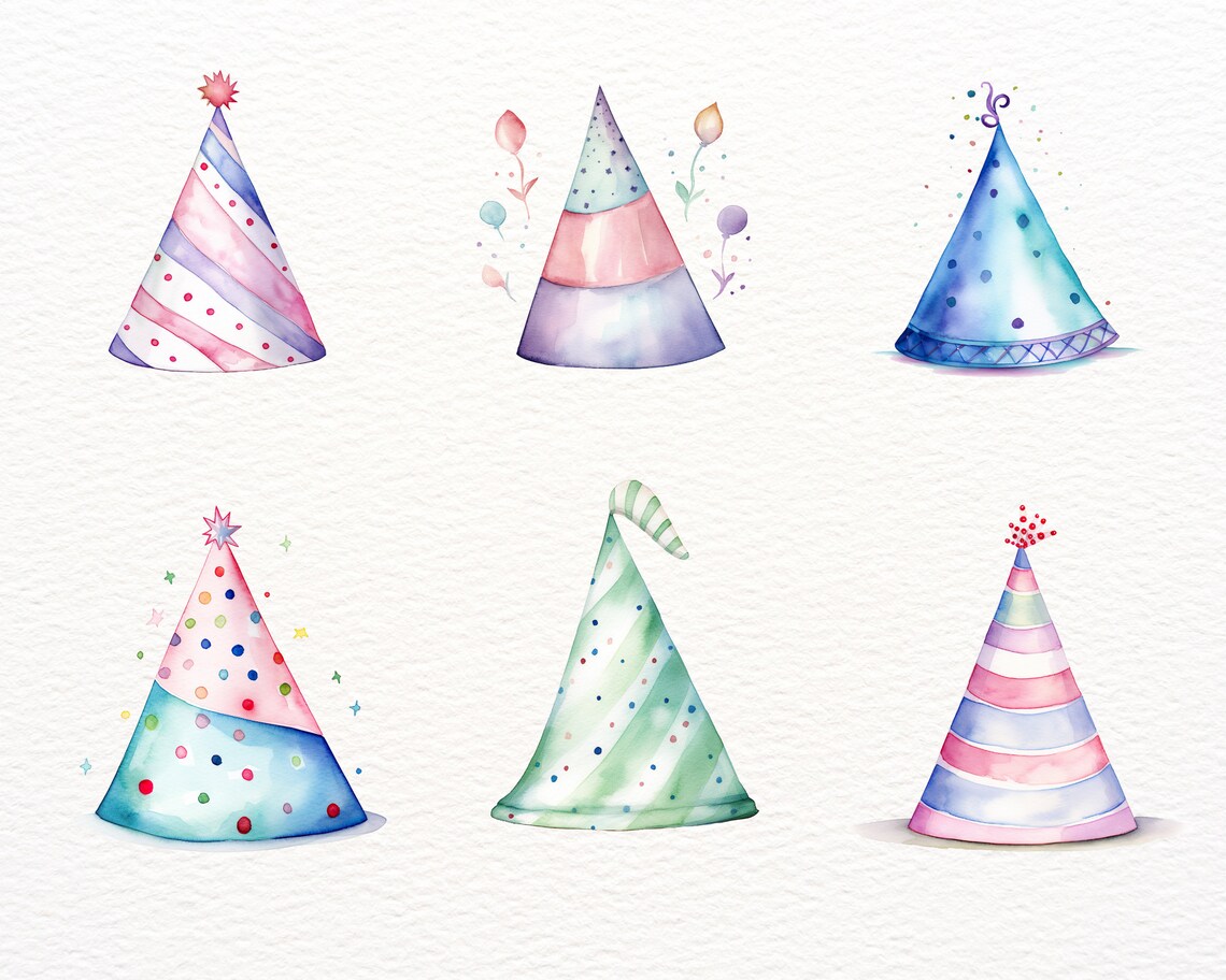 23 PNG Watercolor Party Hats Clipart Birthday Party Hats PNG Colorful ...