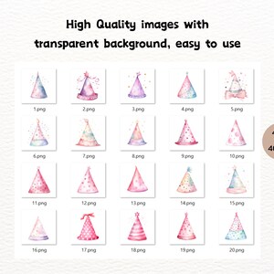 20 PNG Watercolor Party Hats Clipart Birthday Party Hats PNG Colorful ...