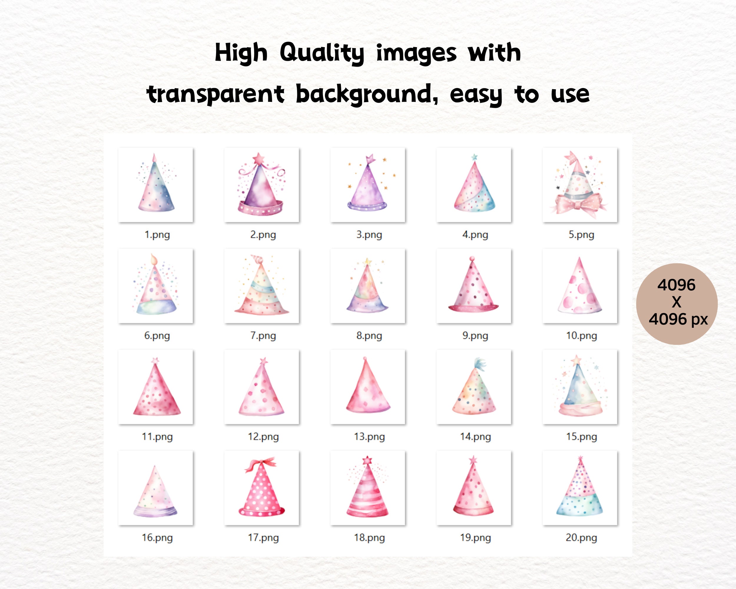 20 PNG Watercolor Party Hats Clipart Birthday Party Hats PNG Colorful ...