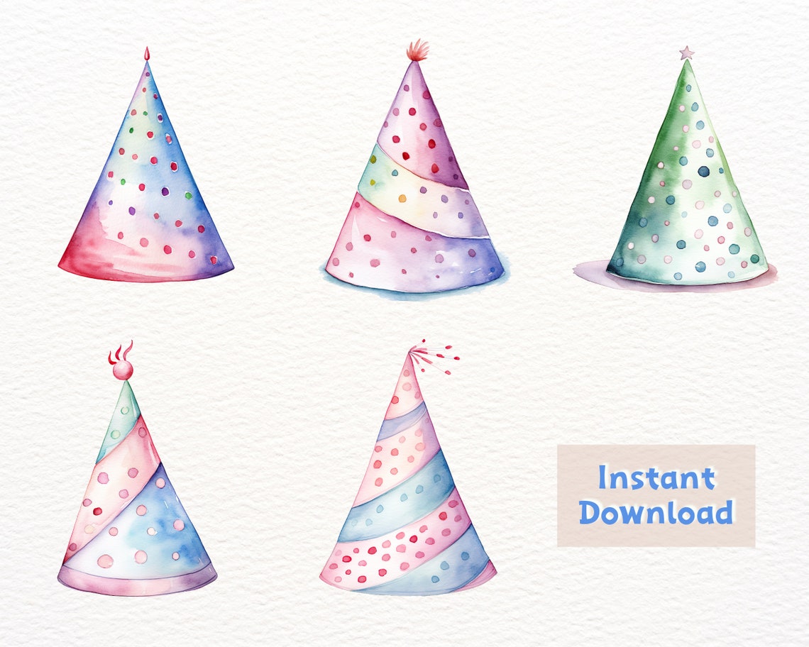 23 PNG Watercolor Party Hats Clipart Birthday Party Hats PNG Colorful ...