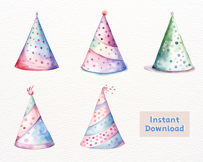 23 PNG Watercolor Party Hats Clipart Birthday Party Hats PNG Colorful ...