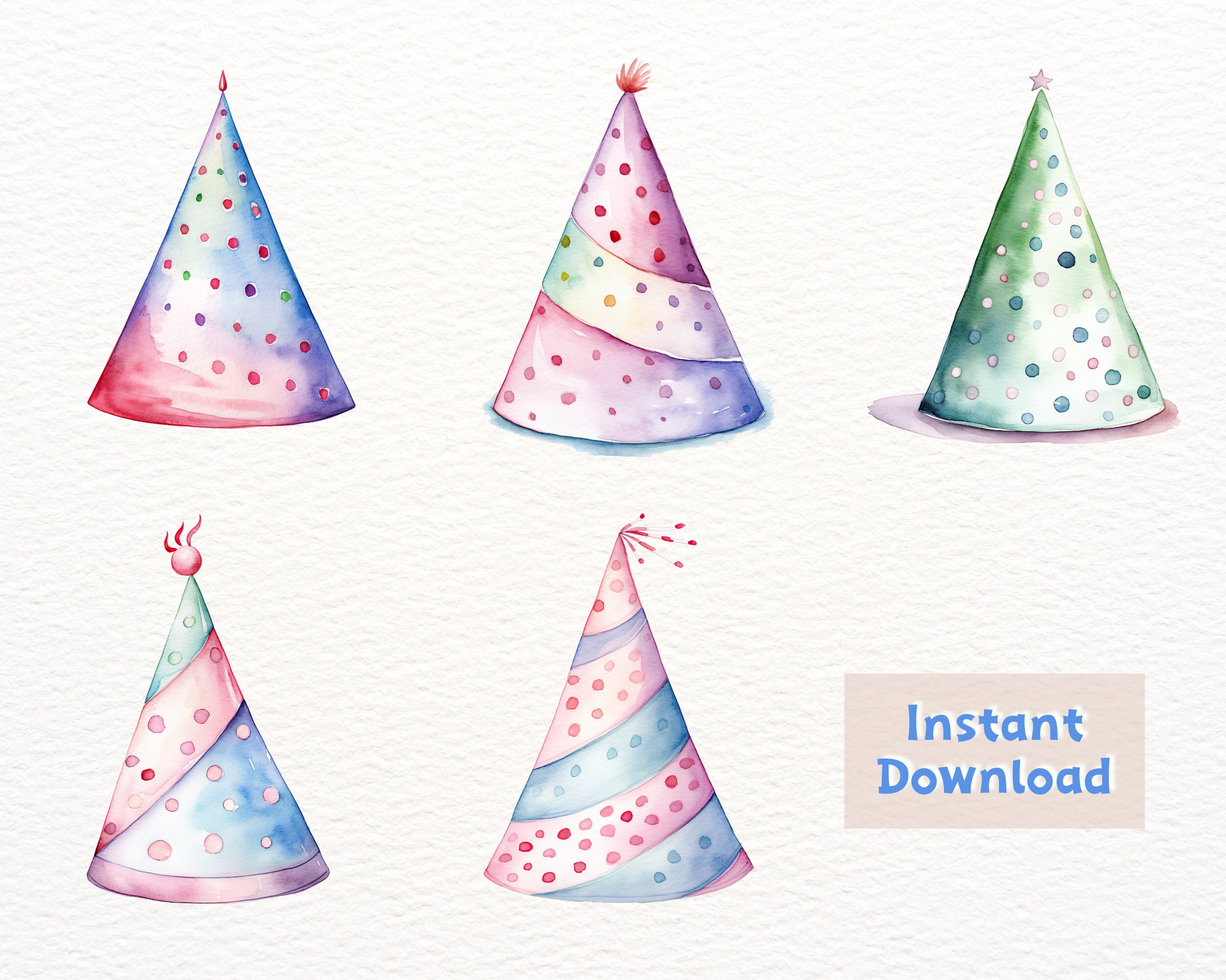 23 PNG Watercolor Party Hats Clipart Birthday Party Hats PNG Colorful ...