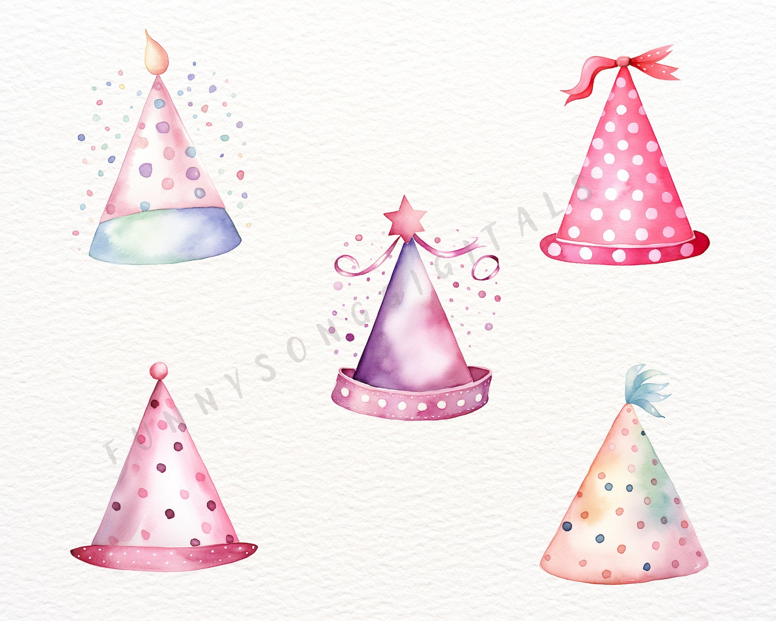 20 PNG Watercolor Party Hats Clipart Birthday Party Hats PNG Colorful ...