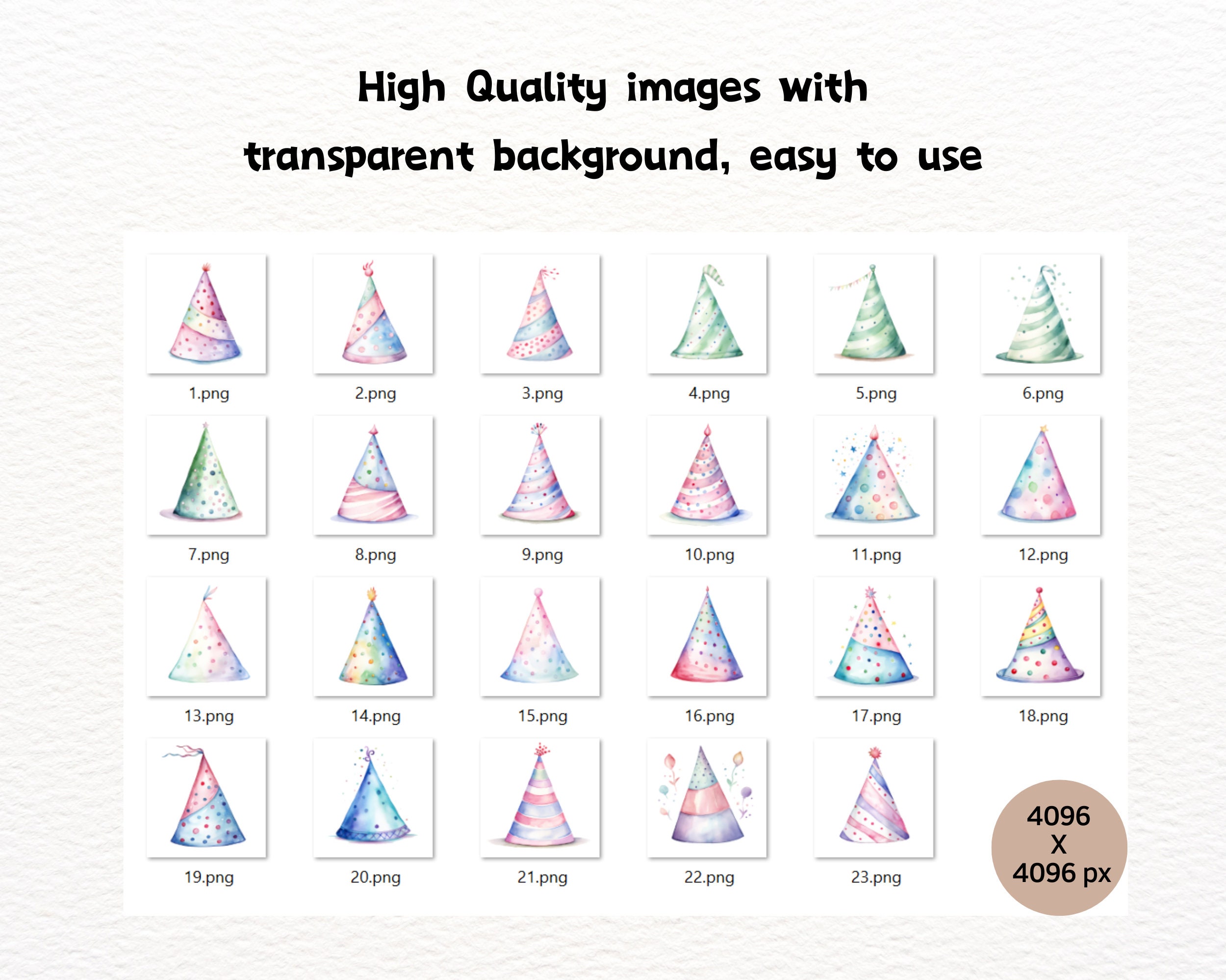 23 PNG Watercolor Party Hats Clipart Birthday Party Hats PNG Colorful ...