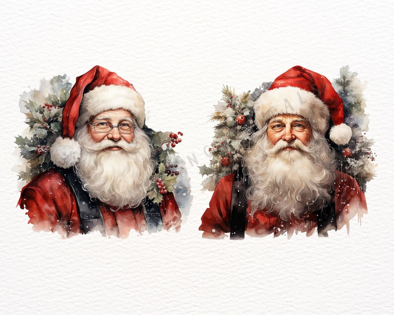 10 PNG Watercolor Christmas Santa Claus Clipart Christmas Clipart Theme ...