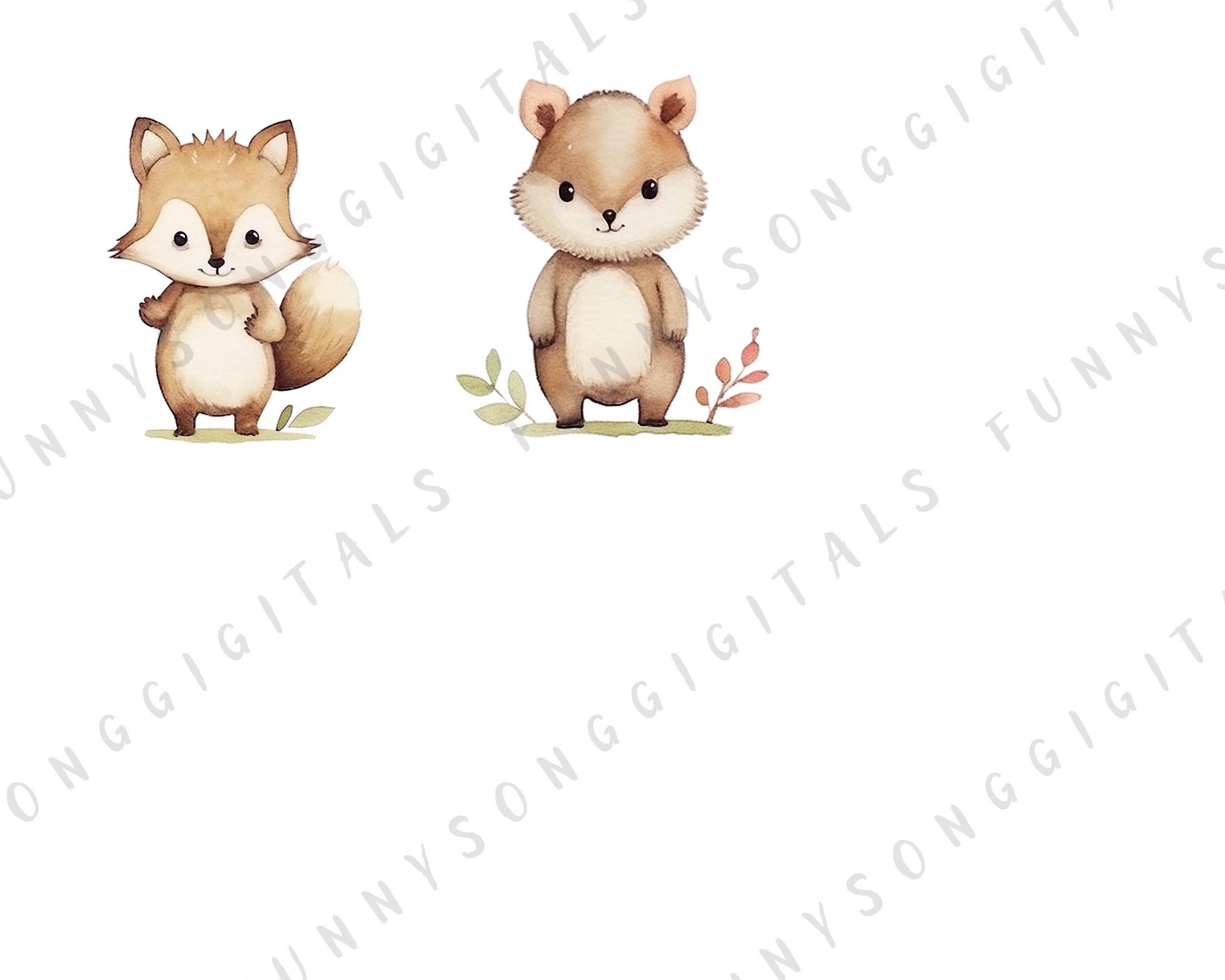 26 Watercolor Woodland Animals Clipart Forest Animals PNG Forest Cute ...