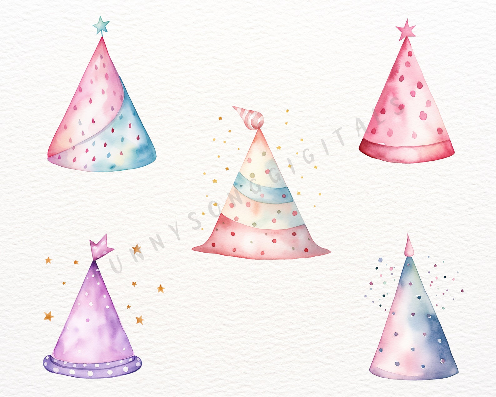 20 PNG Watercolor Party Hats Clipart Birthday Party Hats PNG Colorful ...