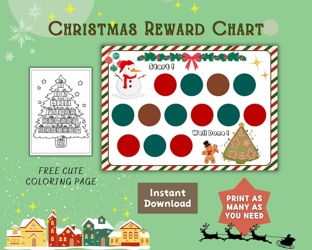 Printable Christmas Reward Chart for Kids Printable Daily Chore Chart ...