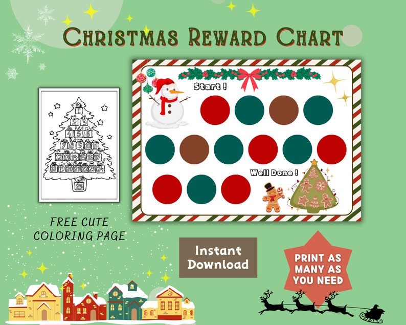 Printable Christmas Reward Chart for Kids Printable Daily Chore Chart ...