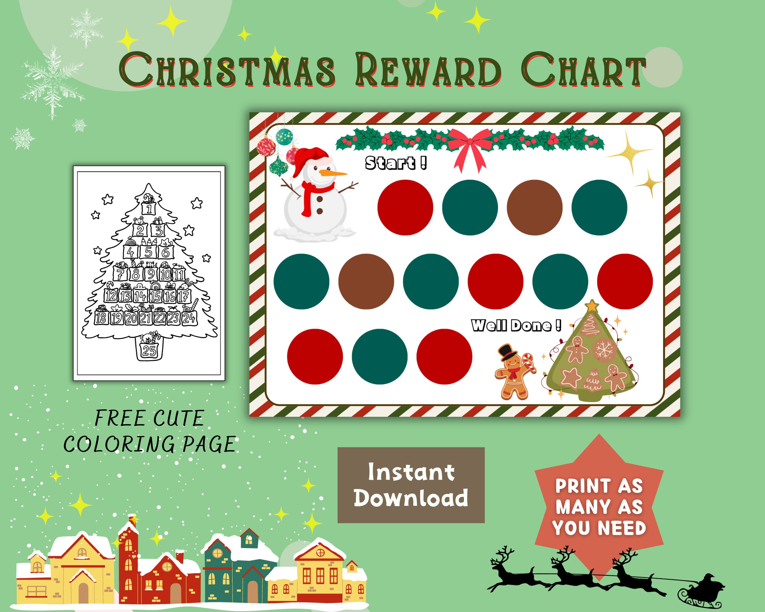 Printable Christmas Reward Chart for Kids Printable Daily Chore Chart ...