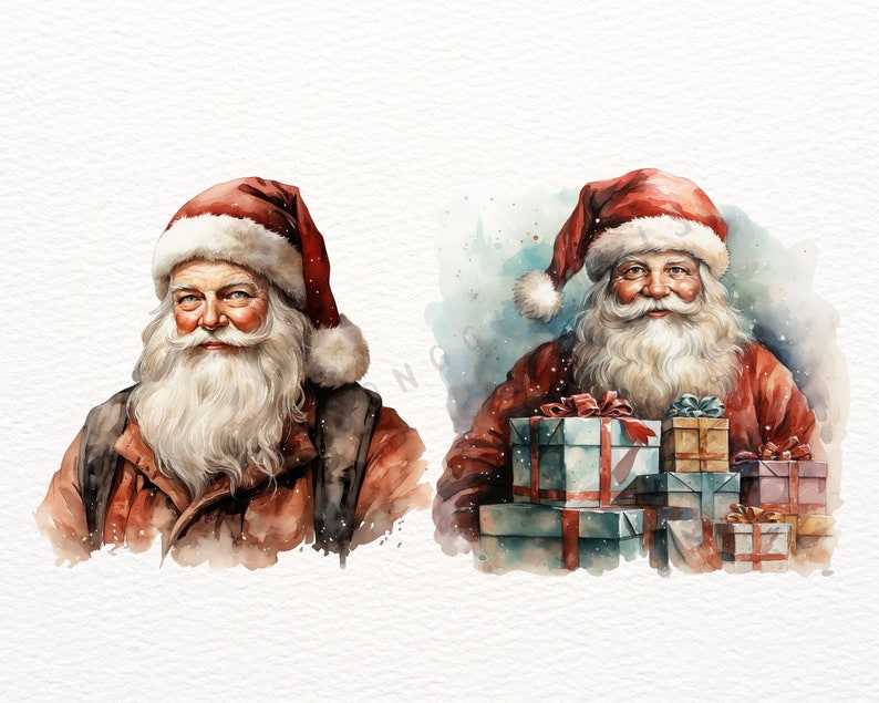 10 PNG Watercolor Christmas Santa Claus Clipart Christmas Clipart Theme ...