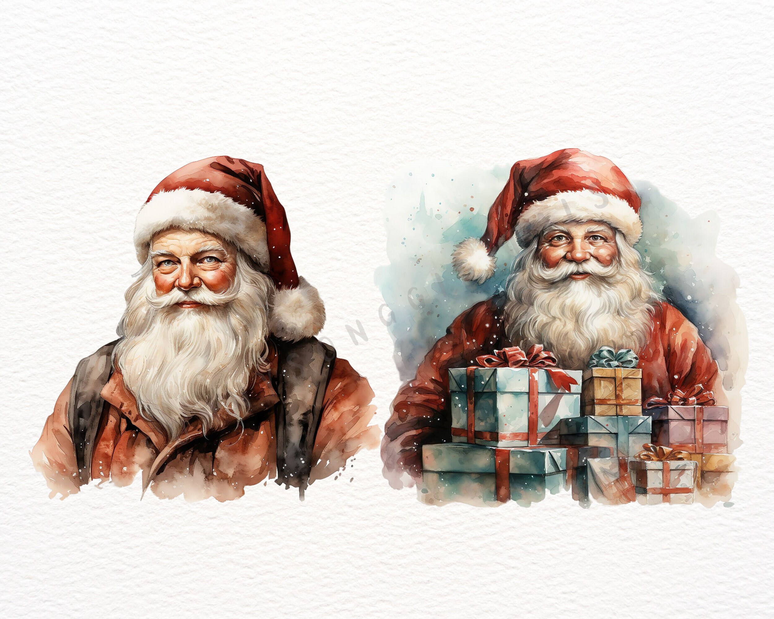 10 PNG Watercolor Christmas Santa Claus Clipart Christmas Clipart Theme ...