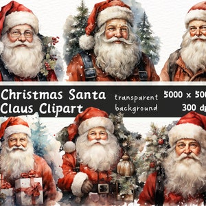 10 PNG Watercolor Christmas Santa Claus Clipart Christmas Clipart Theme ...