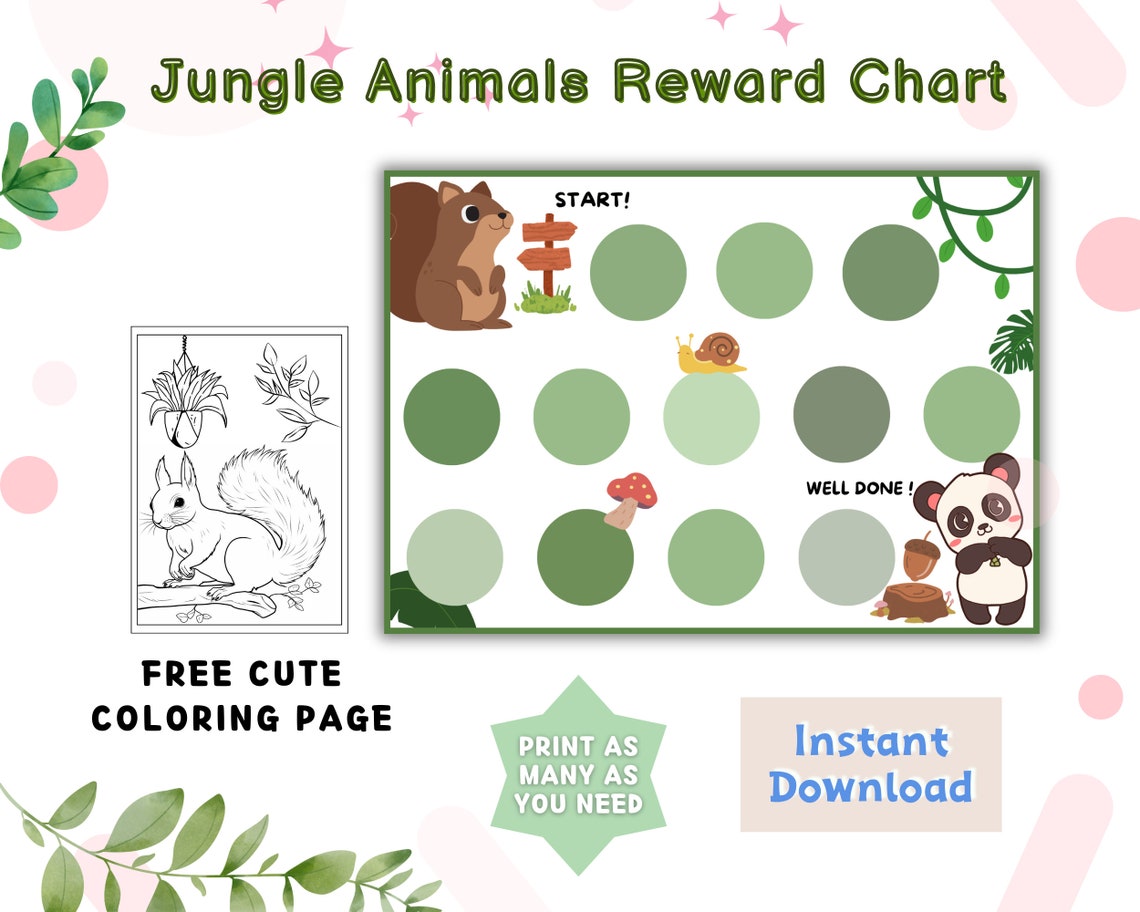 Printable Jungle Animals Reward Chart for Kids Printable Daily Chore ...