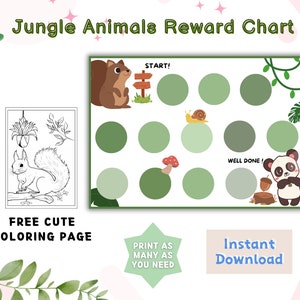Printable Jungle Animals Reward Chart for Kids Printable Daily Chore ...