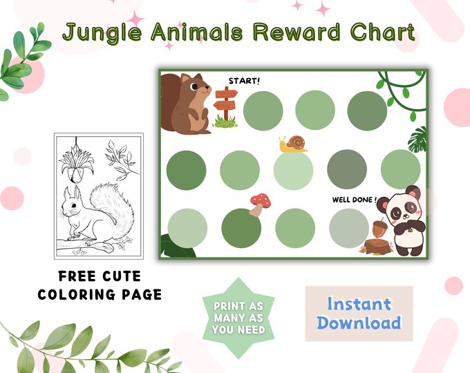 Printable Jungle Animals Reward Chart for Kids Printable Daily Chore ...