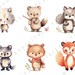26 Watercolor Woodland Animals Clipart Forest Animals PNG Forest Cute ...