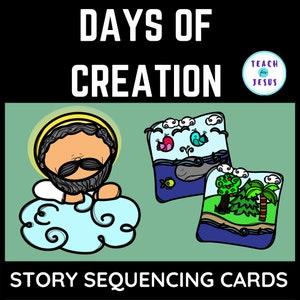 Days of Creation Bible Story Sequencing Cards for Kids for Sunday ...