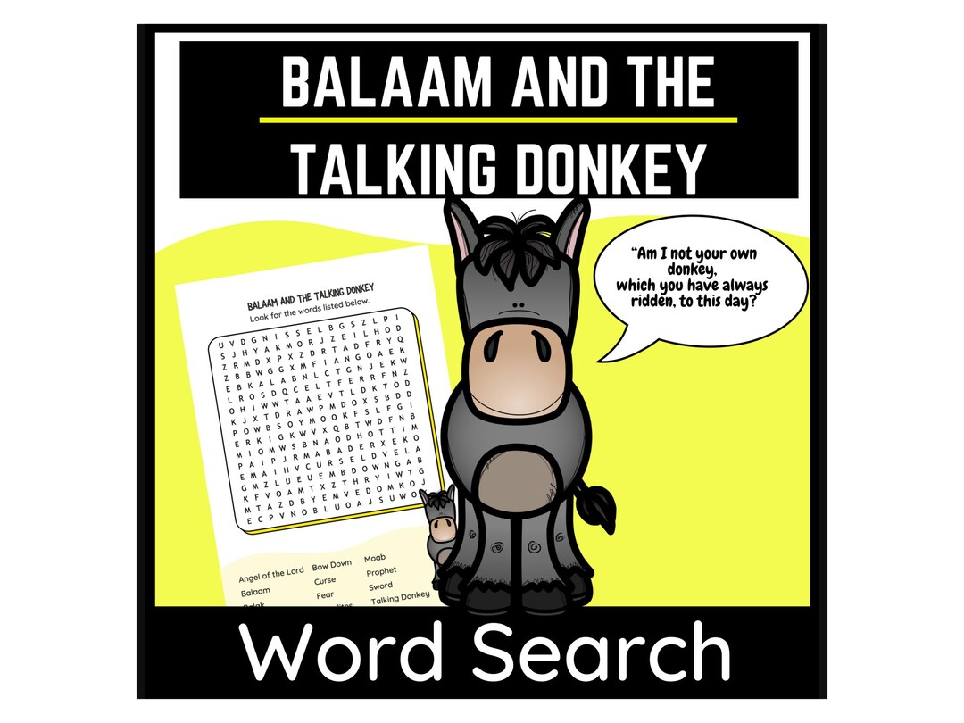 Balaam and the Talking Donkey Bible Word Search Puzzle for Kids Sunday ...