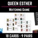 Queen Esther Memory Match Game for Preschool and Sunday School Bible ...