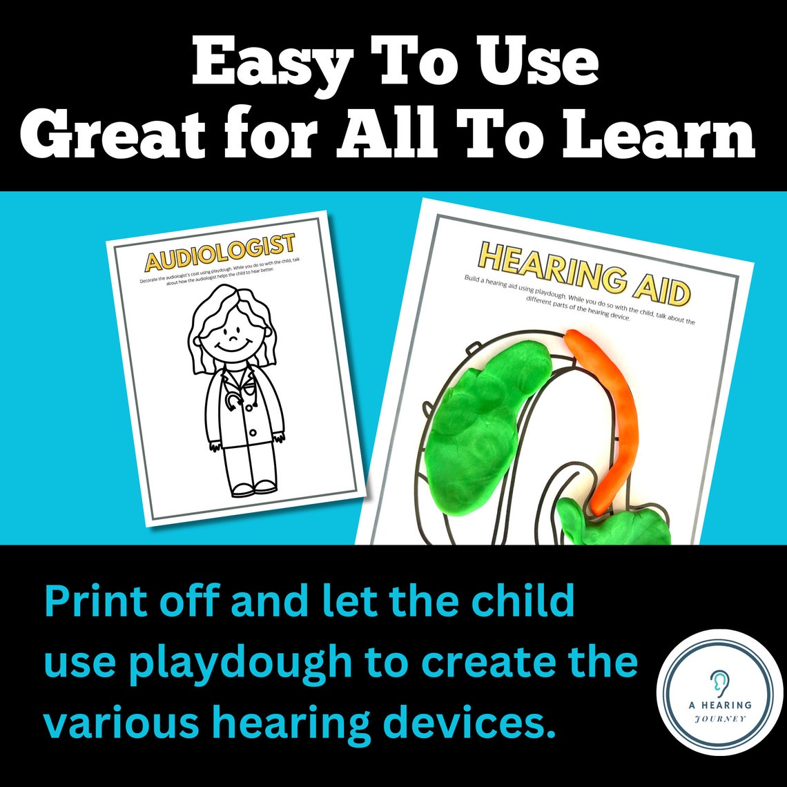 Hearing Aid Play Dough Mats Listening Activity for Preschool Kids and ...