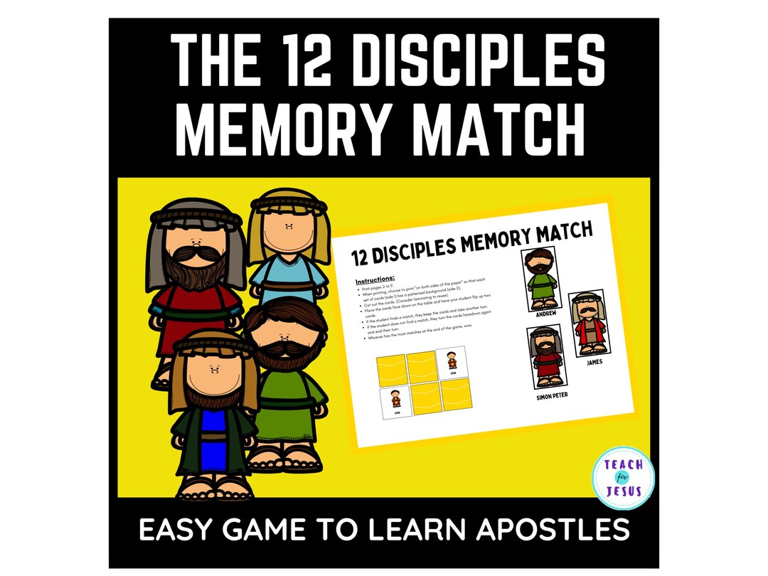 Twelve Disciples of Jesus Memory Match Game for Preschool to Help Kids ...
