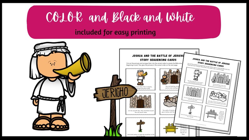Joshua and the Battle of Jericho Bible Story Sequencing Cards for ...