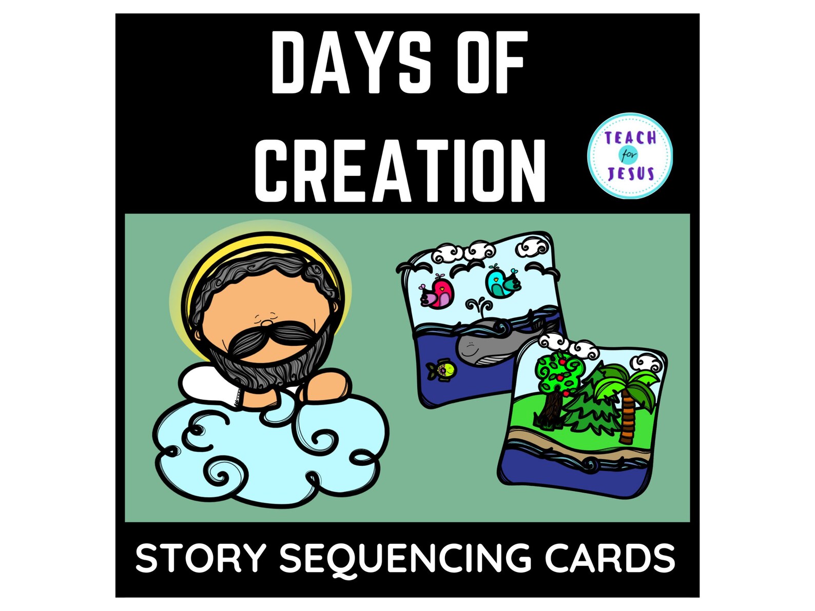 Days of Creation Bible Story Sequencing Cards for Kids for Sunday ...