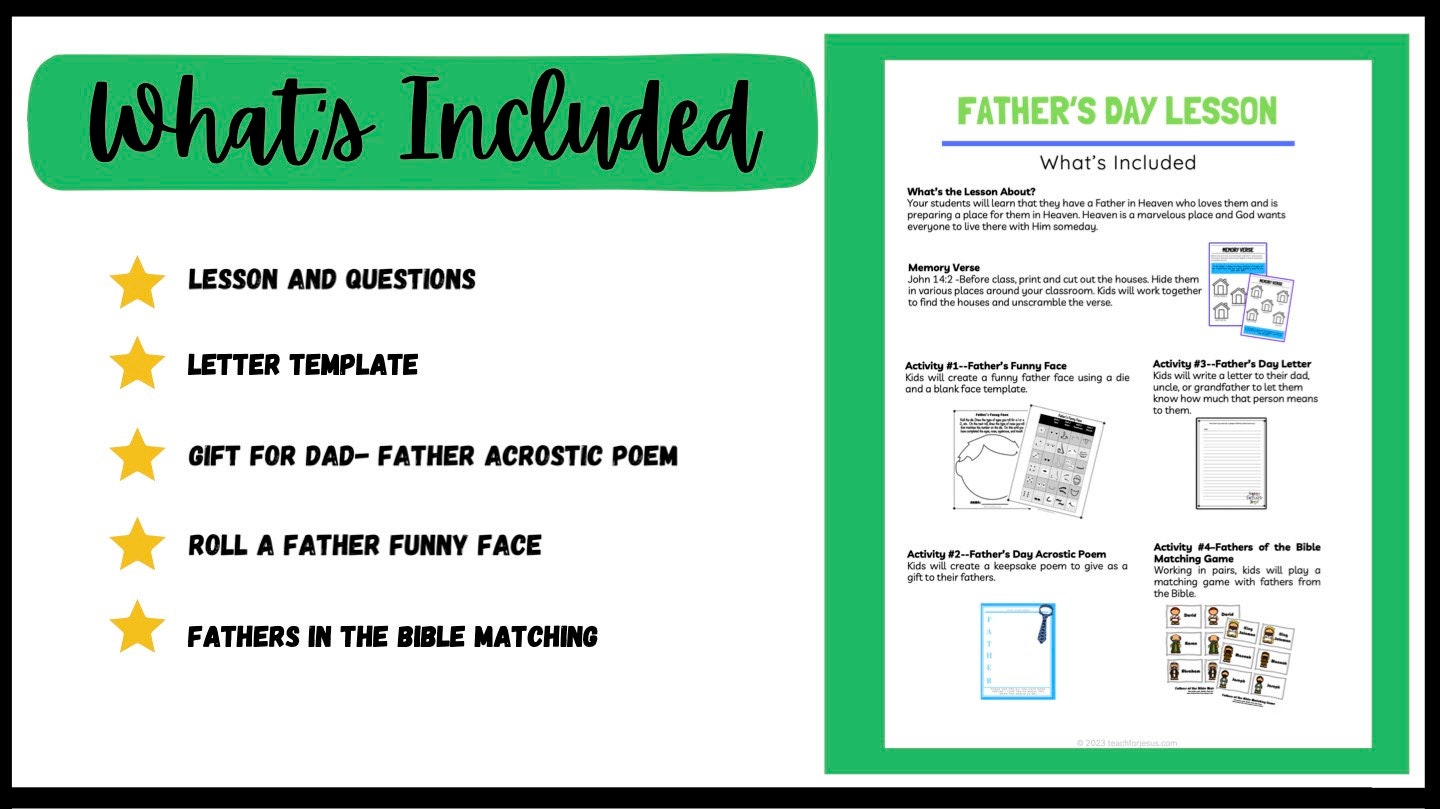 Father's Day Lesson for Sunday School Bible Lesson With a Gift for Dad ...