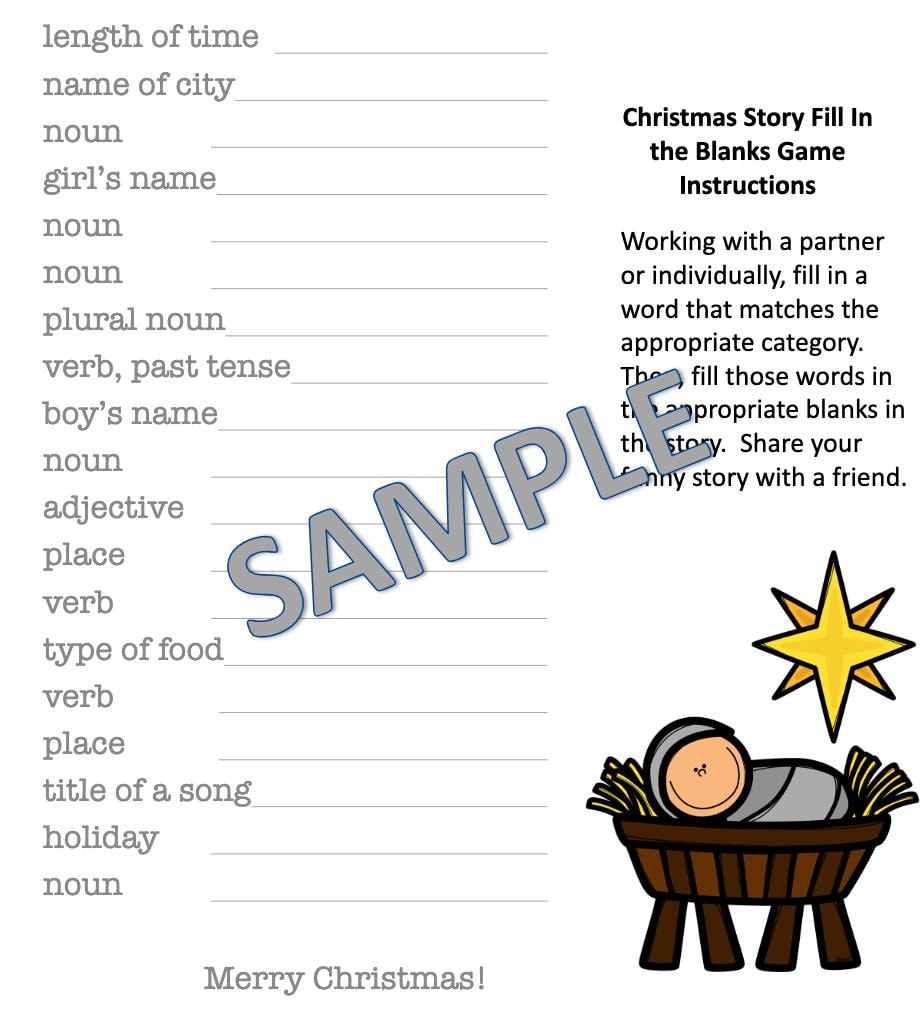 Christmas Game Printable A Nativity Story for Kids, Christmas Sunday ...