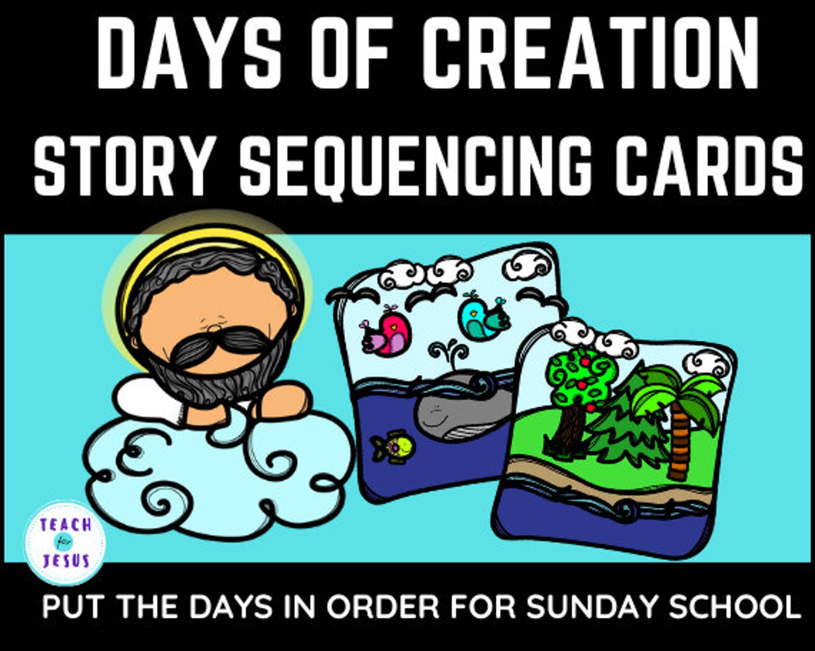 Days of Creation Bible Story Sequencing Cards for Kids for Sunday ...