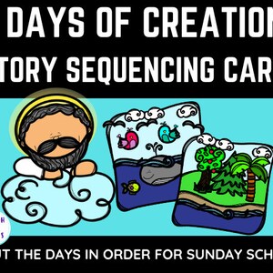 Days of Creation Bible Story Sequencing Cards for Kids for Sunday ...