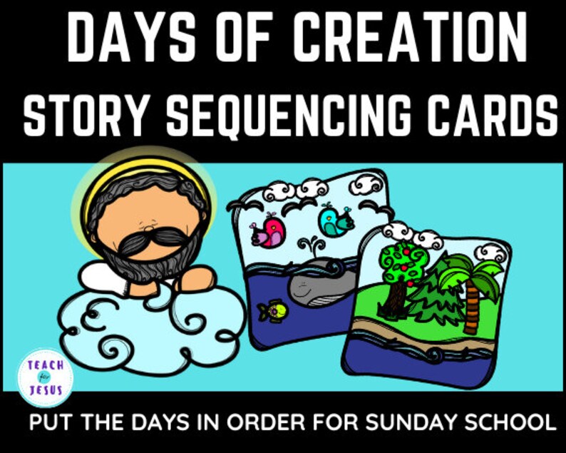 Days of Creation Bible Story Sequencing Cards for Kids for Sunday ...